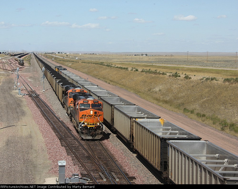 BNSF 6092 and UP 5986, Full East Bound (geographically south), Empty West Bound (geographically ...